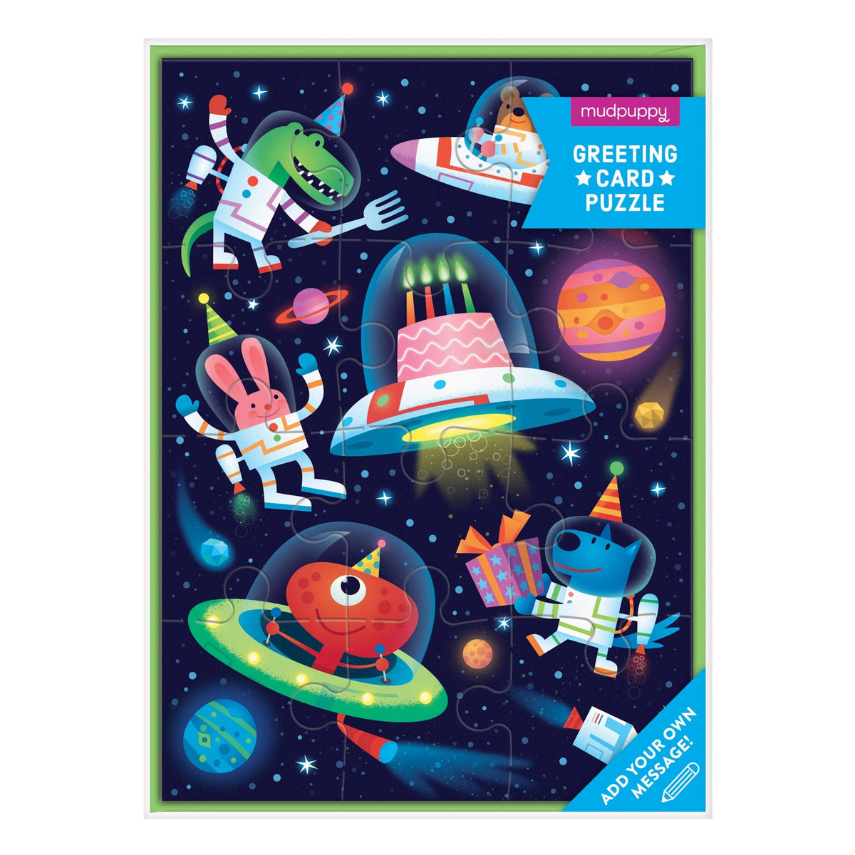 Cosmic Party Greeting Card Puzzle – Mudpuppy